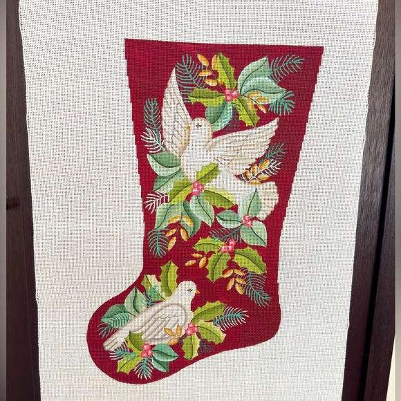 A. Lawford | Art | Hand Painted Doves Needlepoint Canvas Stocking ...